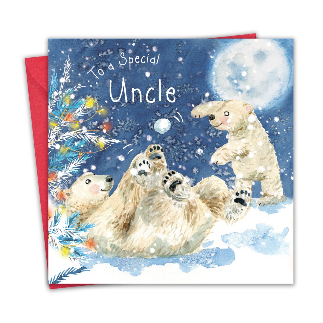 Uncle Christmas Card With Playing Polar Bears - Merry Xmas Uncle ...