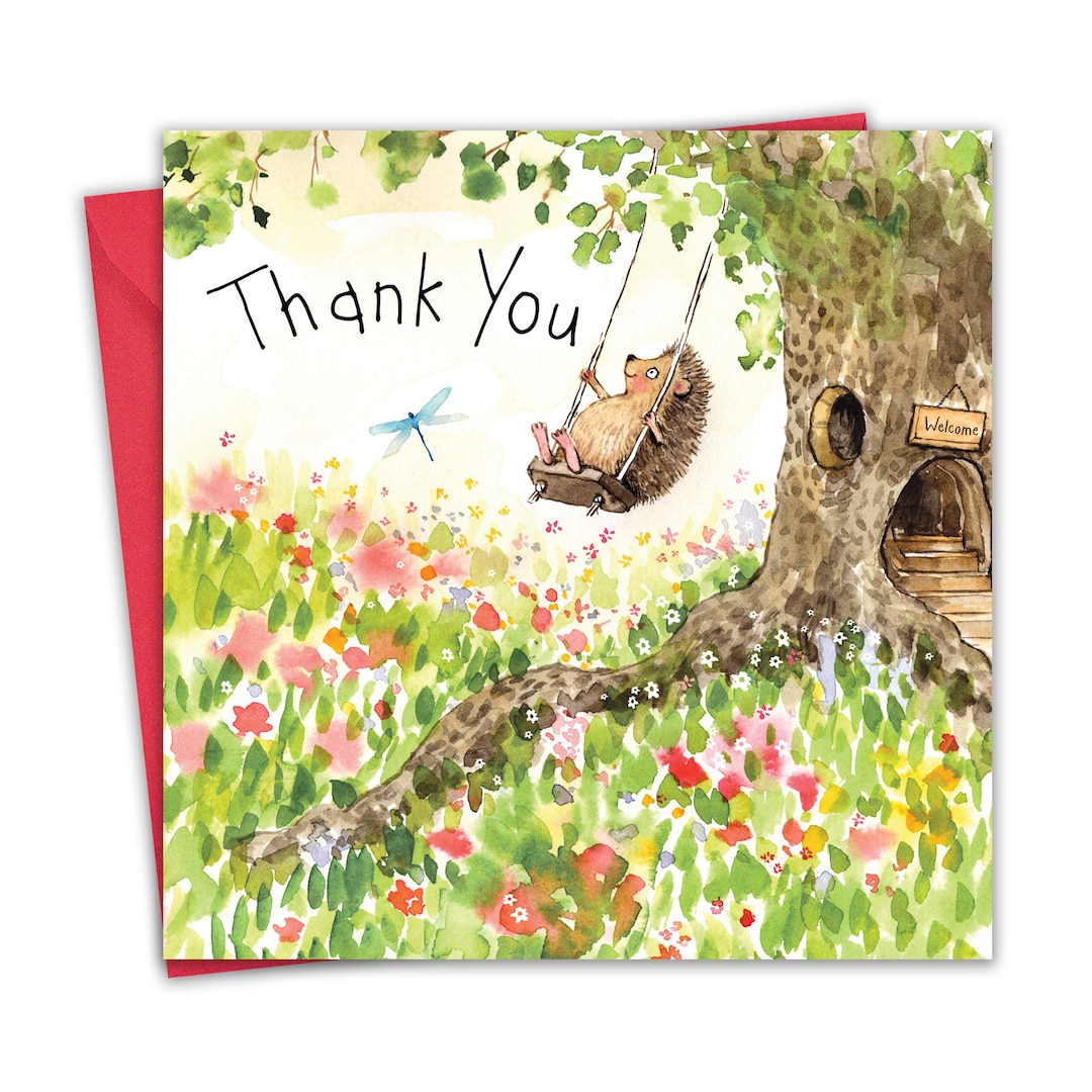 Thank You Card - Cute Hedgehog Thanks Card for Women or Men - Female or ...