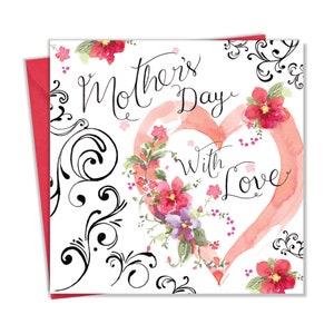 Mother’s Day Card Heart - Mothers Day Card - Mothers Day Gift - Mothers ...
