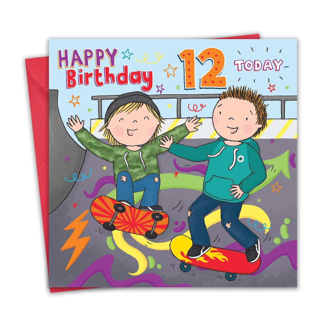 12th Birthday Card for Boys - Skateboarding - Age 12 Happy Birthday ...