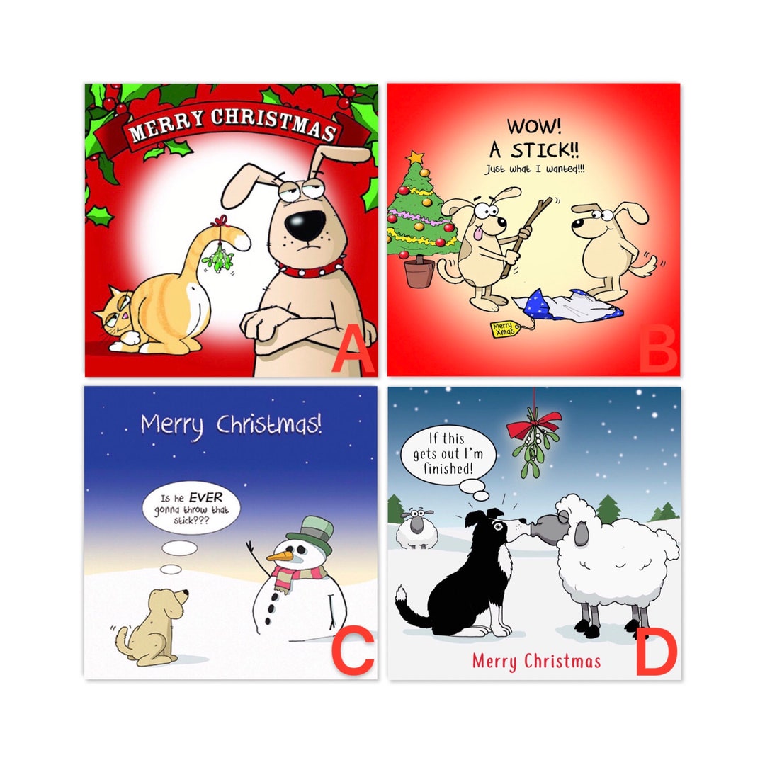 Pack of 6 Funny Dog Christmas Cards - 6 Funny Dog Designs to Choose ...