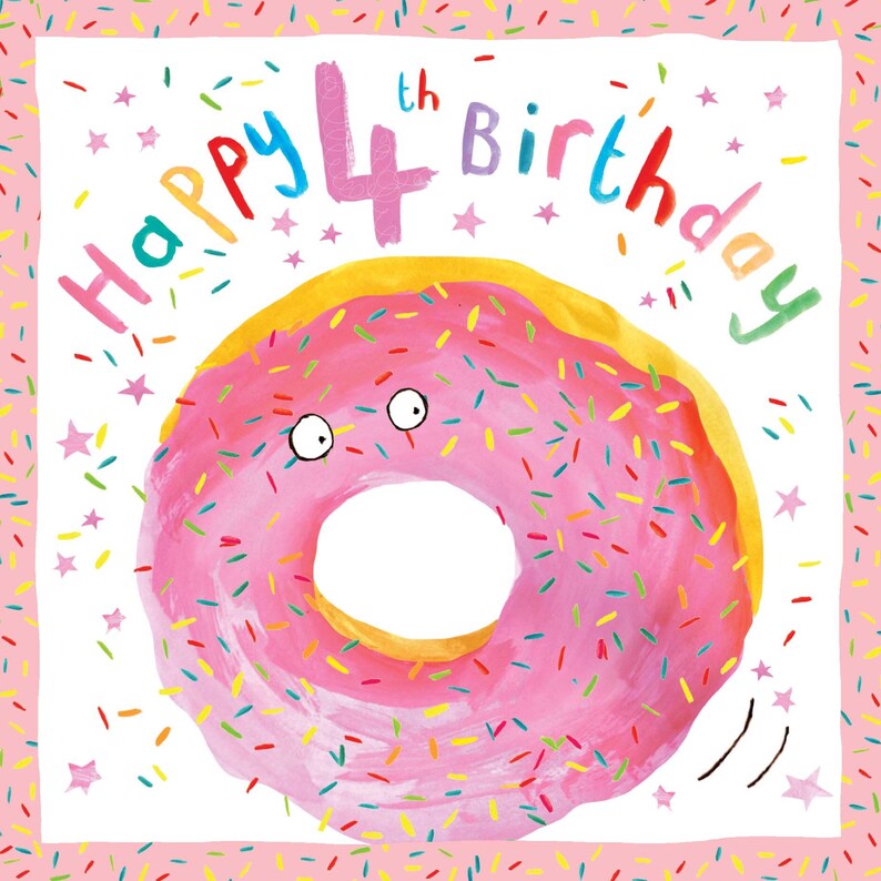 4th Birthday Card for Girls - 4 Year Old Birthday Card Girl - Girls ...