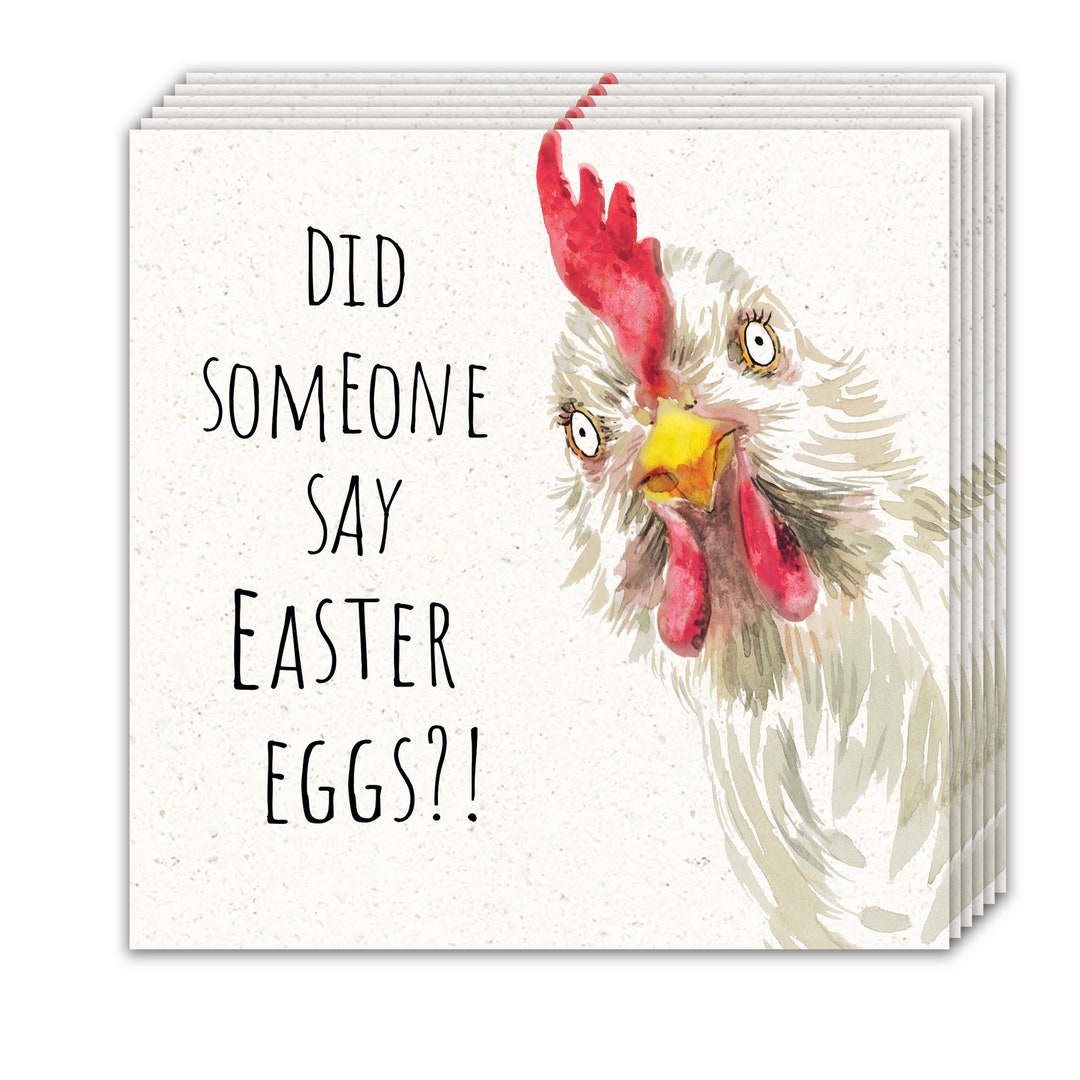 Pack of 8 Funny Easter Cards - Hen Design - Humour Easter Cards Multipack - 8 Pack of Easter ...