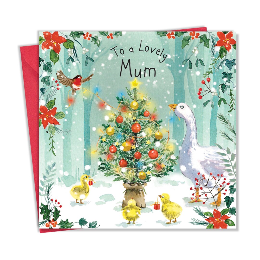 Mum Christmas Card With Cute Goose Mum Xmas Card Mummy Christmas Card ...