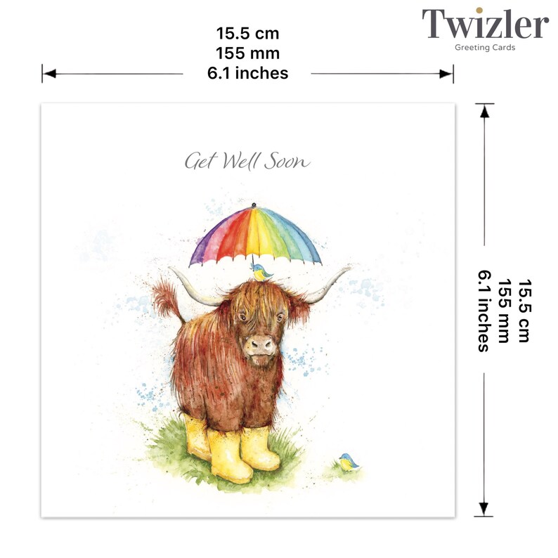 Get Well Soon Card Highland Cow Get Well Card Get Well - Etsy UK