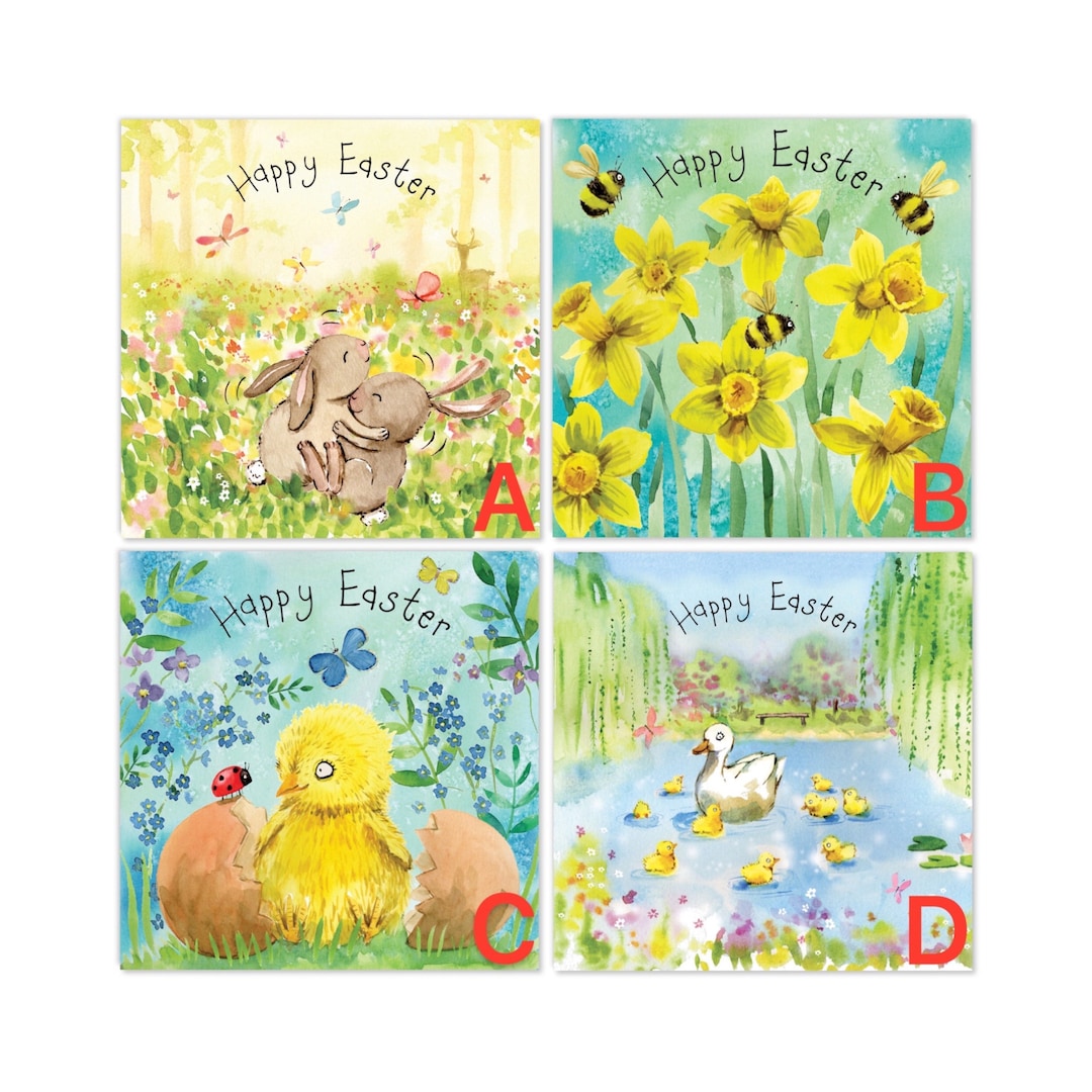 Easter Cards Pack of 6 - 6 Designs to Choose From - Cute Easter Cards ...