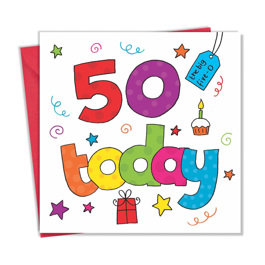 50th Birthday Card for Him or Her - Fifty Birthday Card Her or Him ...