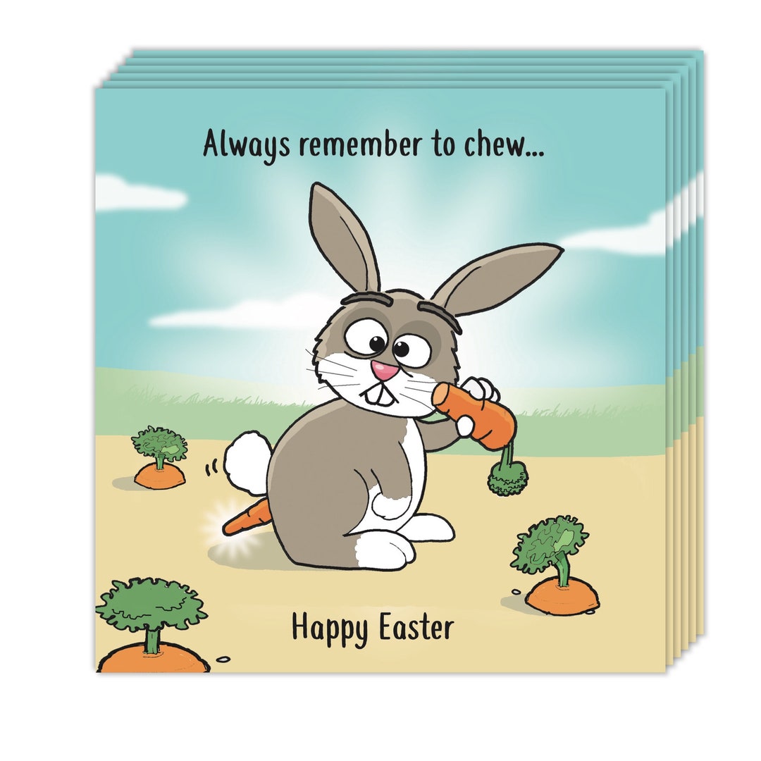Pack of 8 Funny Easter Cards - Rabbit & Carrot Design - Humour Easter ...