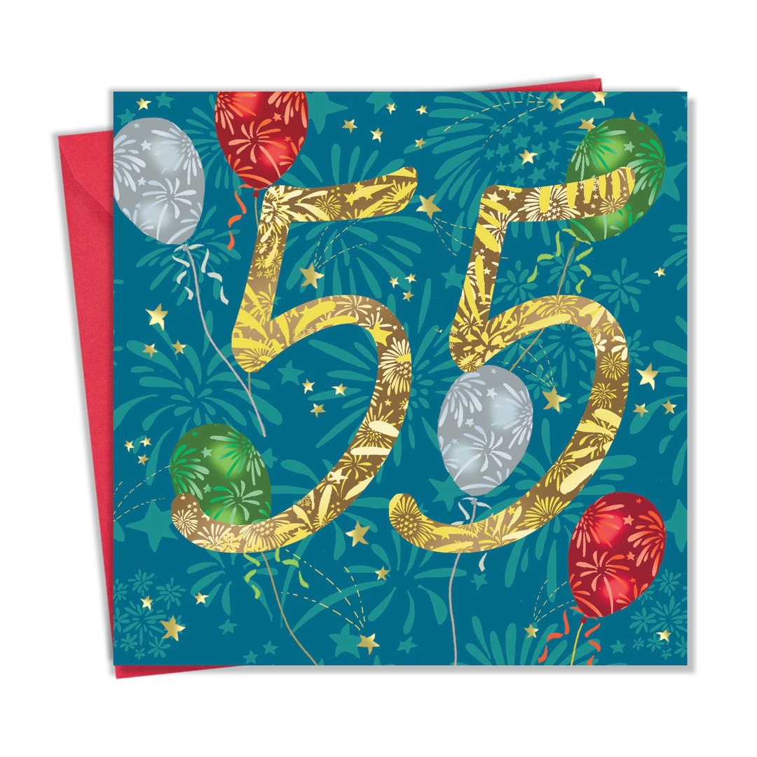 Happy 55th Birthday Card for Him Her - 55 Years Old Card - Age 55 Card ...