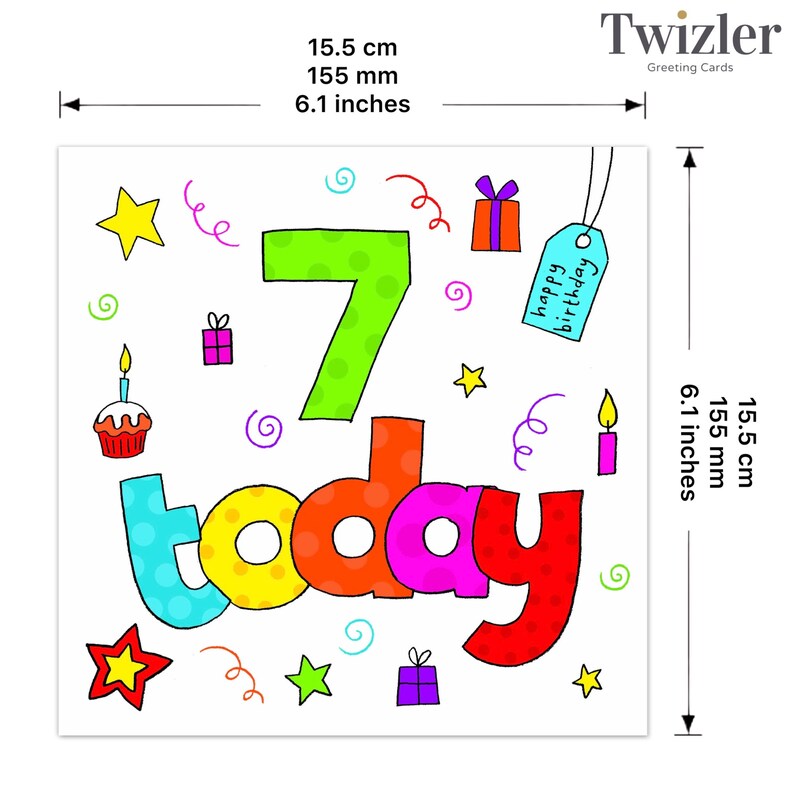 7th Birthday Card for Boy or Girl Seventh Birthday Card Girl - Etsy