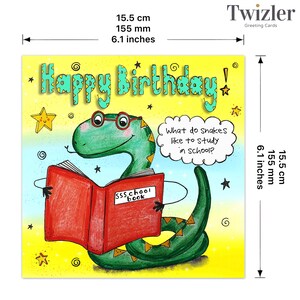 Childrens Birthday Card With Snake Design - Funny Joke Childrens Happy ...