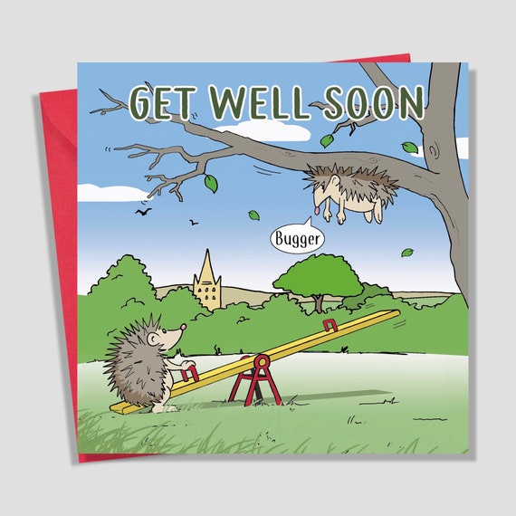 Get Well Soon Card Funny Hedgehog Bugger Funny Get Well Card | Etsy