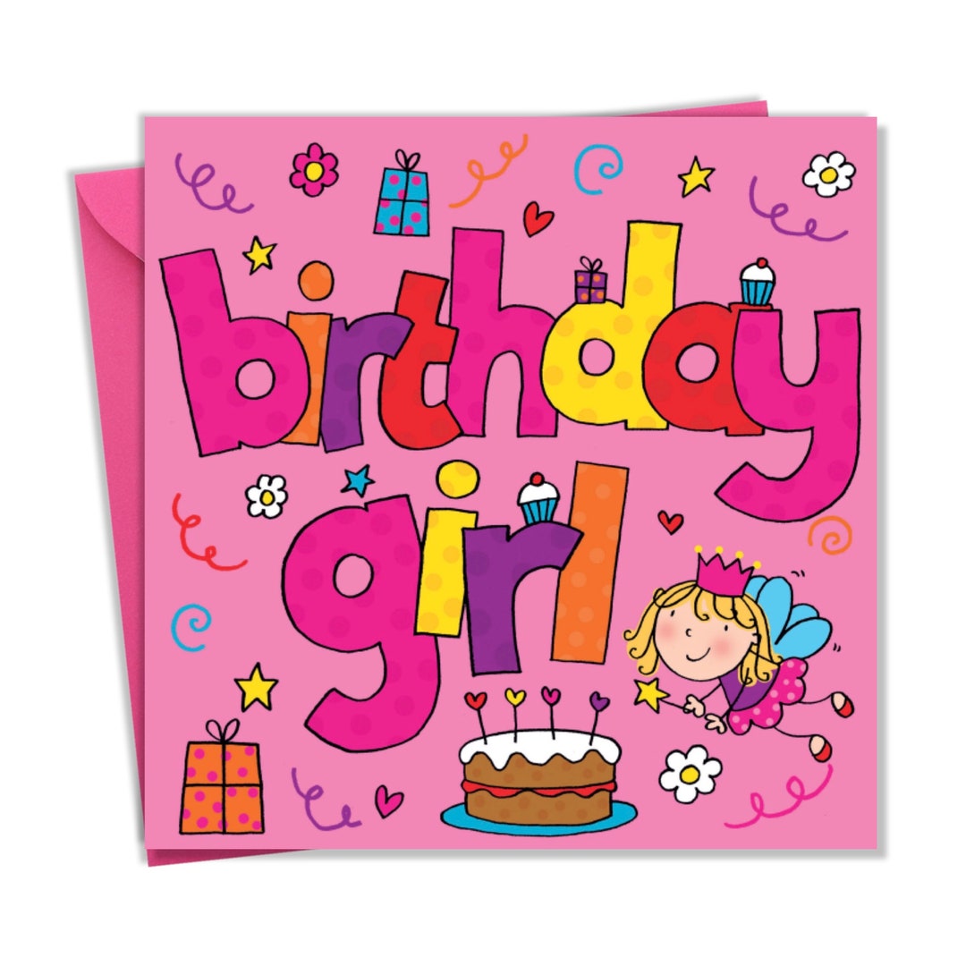 Girls Birthday Card With Birthday Girl Design Happy Birthday Card for ...