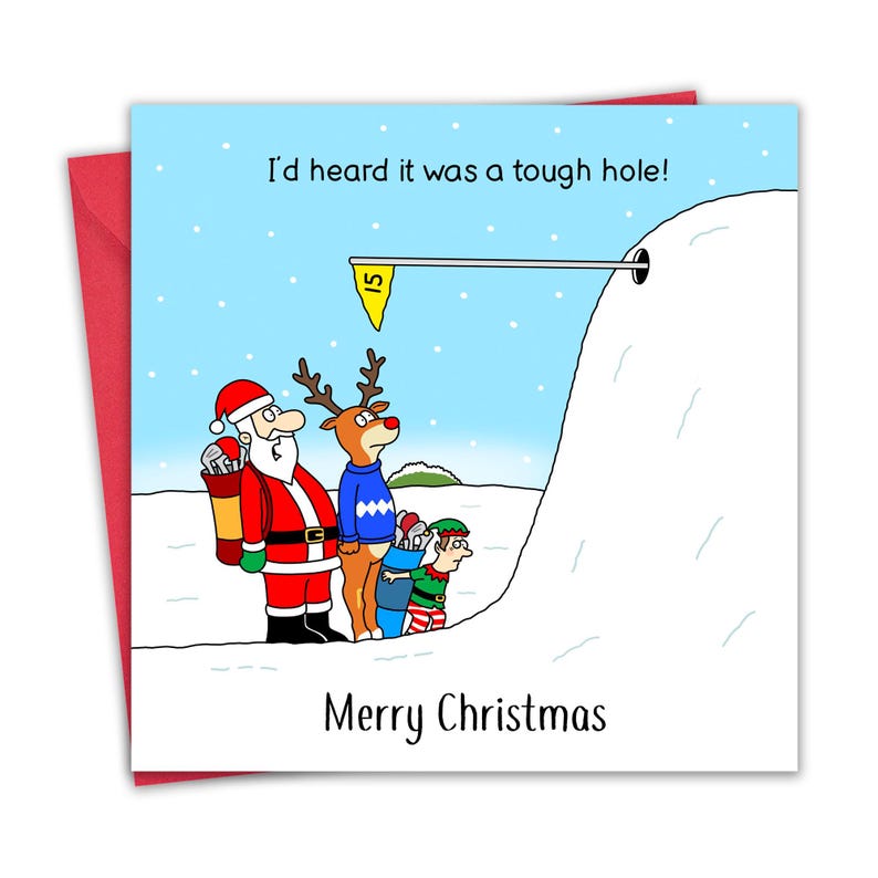 Golf Christmas Card - Tough Hole - Merry Christmas Card Golfer - Xmas ...