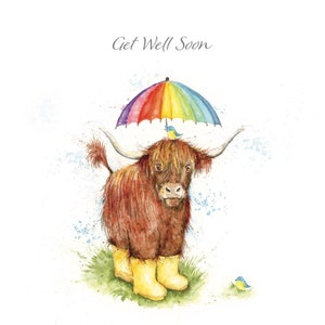Get Well Soon Card Highland Cow Get Well Card Get Well - Etsy