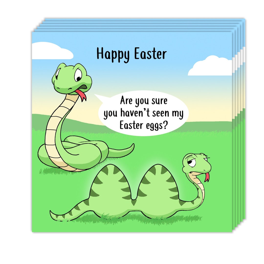 Pack of 6 Funny Easter Cards - Snakes Missing Eggs Design - Humour ...