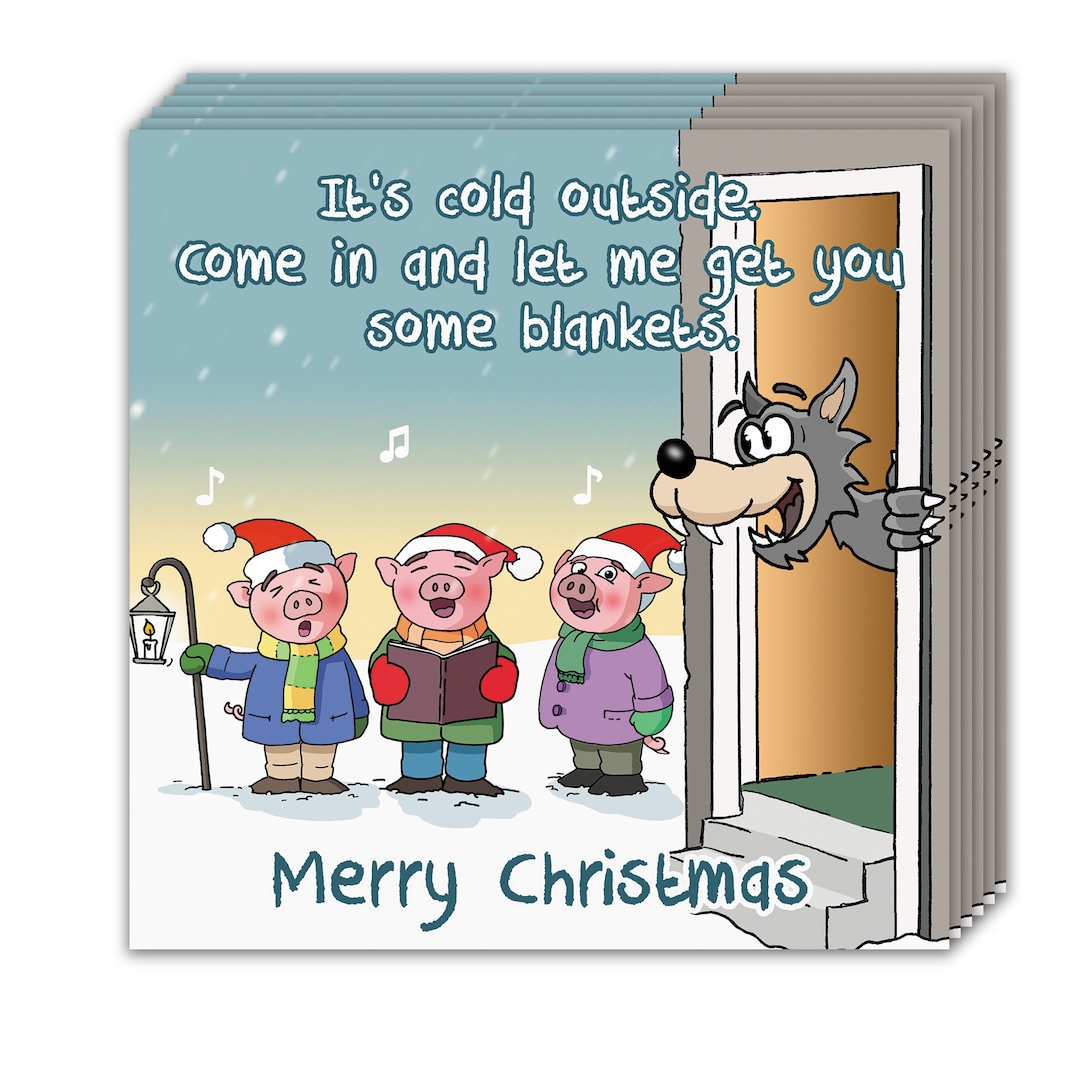 Pack de 12 cartes de Noël drôles - Pig Carol Singers Design - Packs de ...
