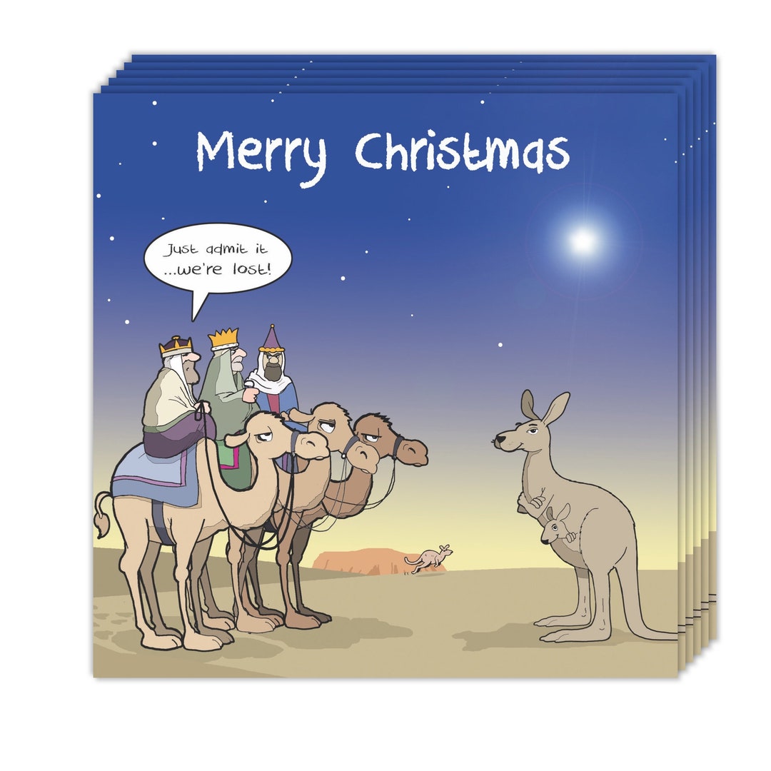 Pack Of 12 Funny Christmas Cards Three Wise Men Design Funny Christmas Cards Multipack Christmas