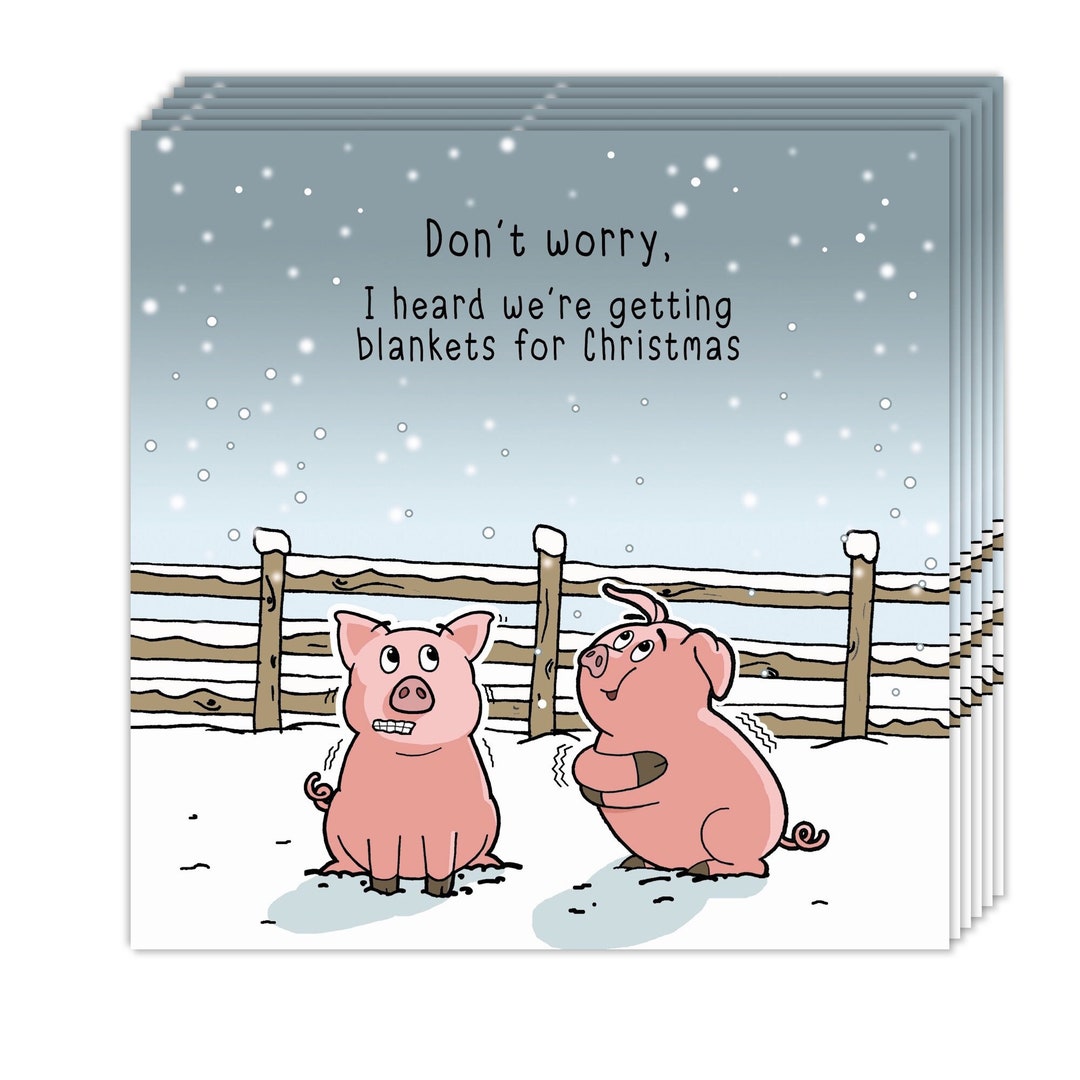 Pack of 12 Funny Christmas Cards - Pigs in Blankets Design - Funny ...