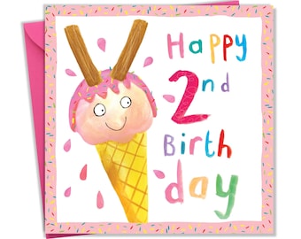 Personalised Birthday Card for Girl Age 2 Second Birthday Card 2nd ...