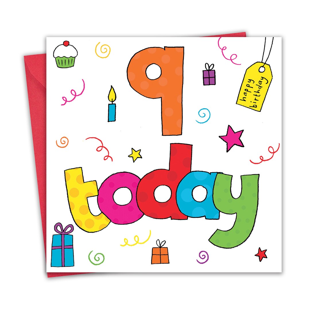 9th Birthday Card for Boy or Girl - Ninth Birthday Card Girl or Boy ...