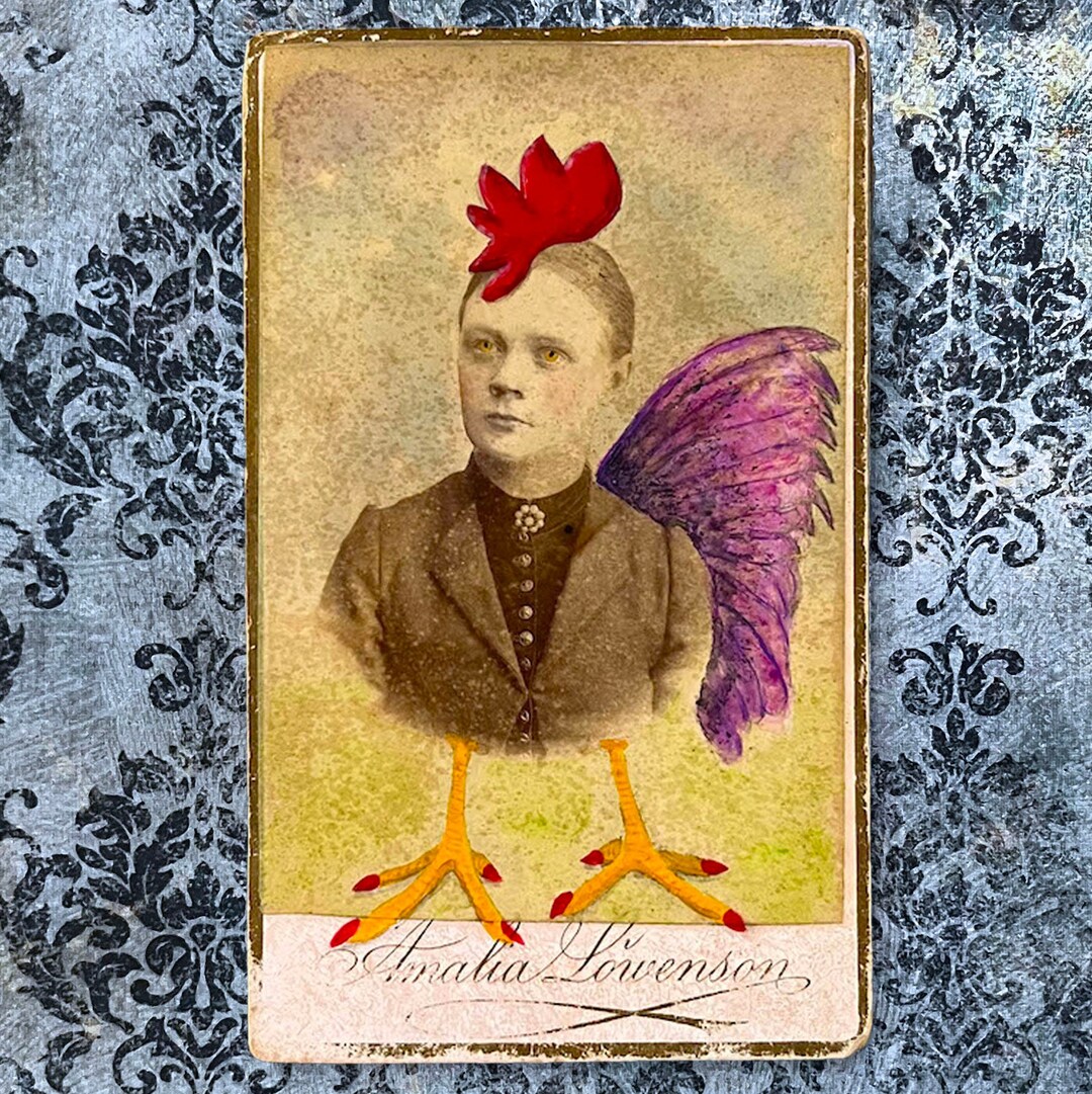 Altered Victorian Photo Art: Anthropomorphic Chicken CDV Mixed Media - Etsy