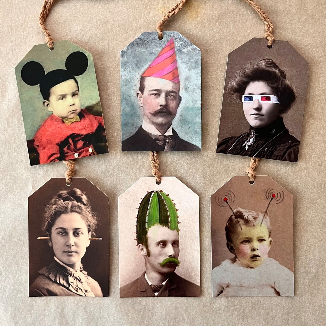 Altered Ancestor Gift Tags Set of Six Altered Victorian Photos Vintage ...