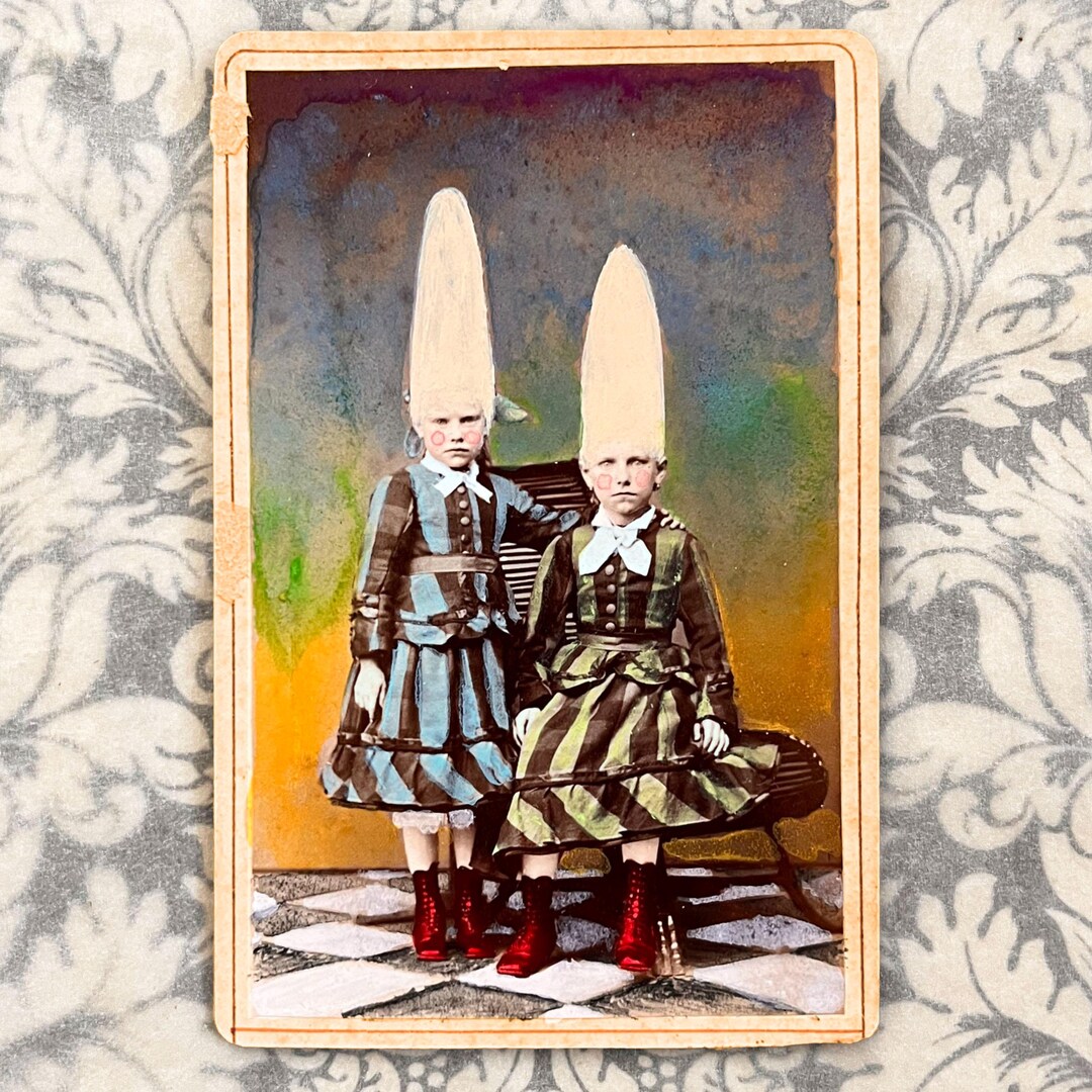 The Cone Sisters Altered Old Photo Mini Mixed Media Painted Victorian ...