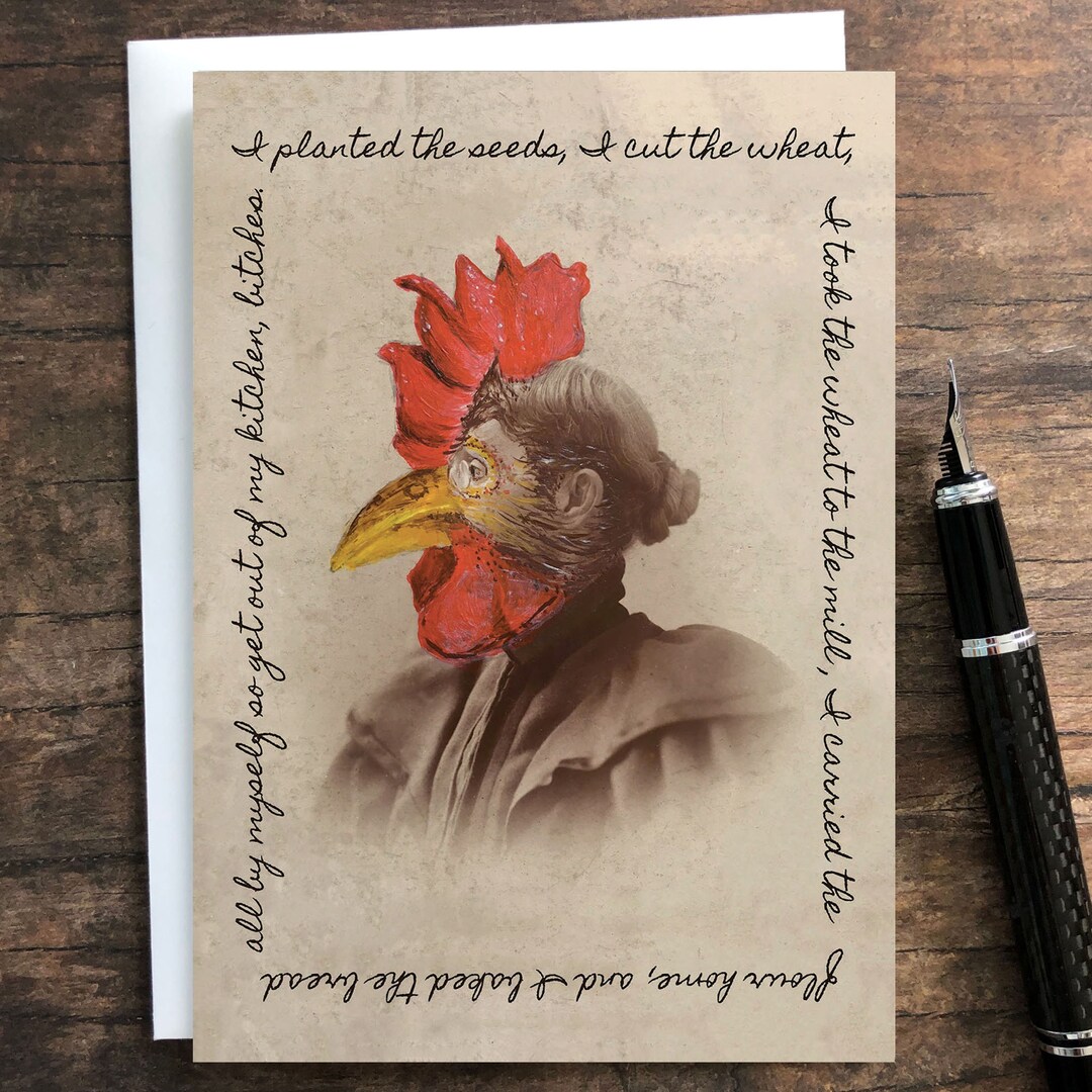 Sassy Chicken Greeting Card: Altered Vintage Photo Notecard, Blank ...