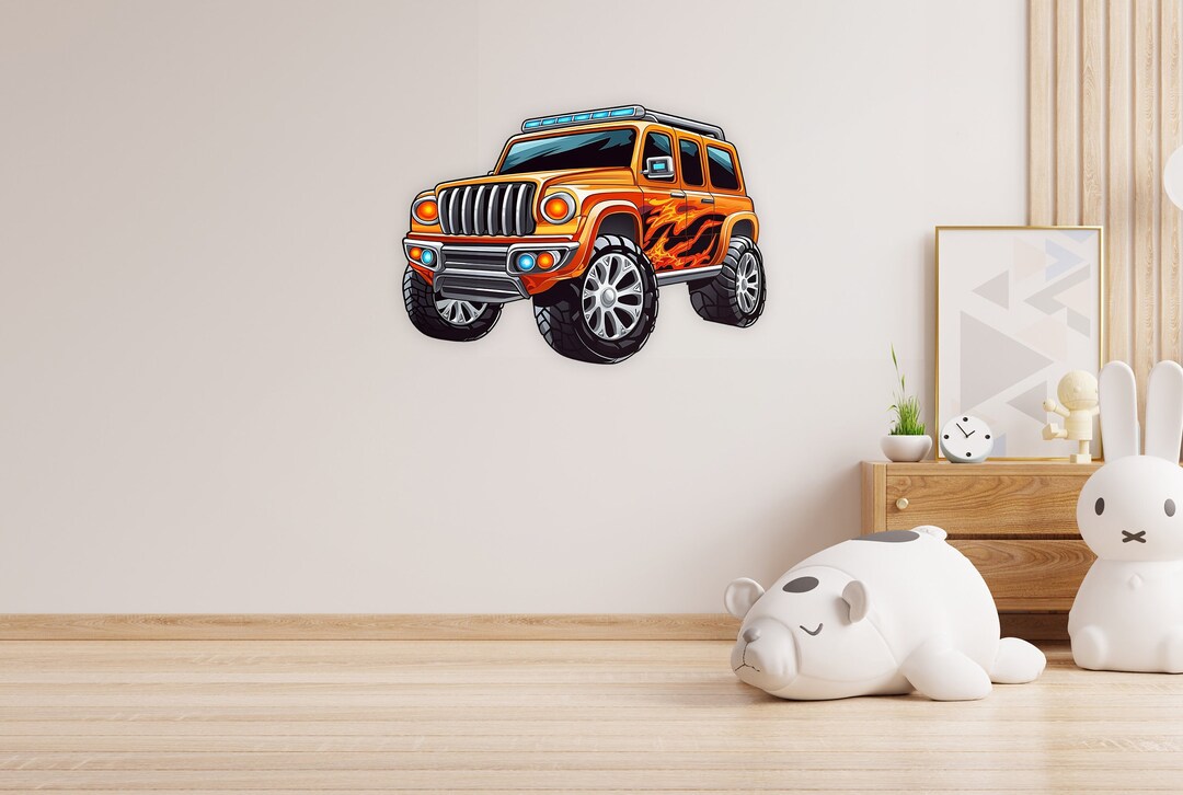 Car Wall Sticker, off Road Car Wall Decal, Wall Stickers for Kids Room ...