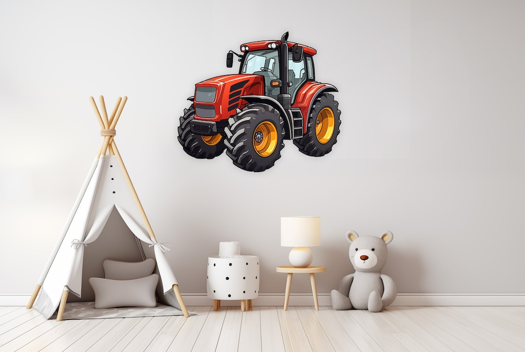 Red Tractor Wall Stickers, Wall Stickers for Kids Room, Nursery Decor ...