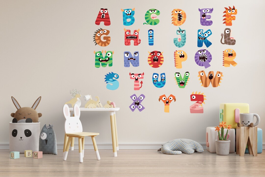 Alphabet Angry Wall Stickers Educational Easy Robots Phonics Learning ...