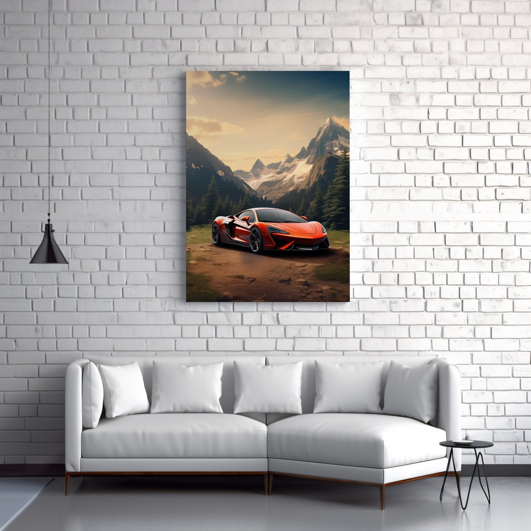 Sports Car Canvas, Alpine Landscape, Red Car Canvas, Sports Car Poster ...