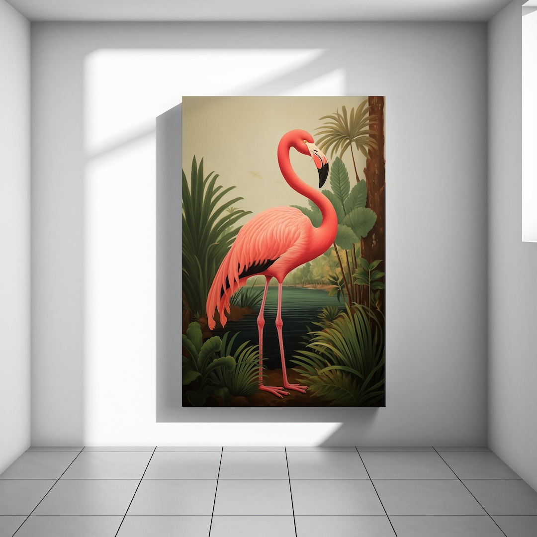 Flamingo Henri Rousseau Style, Flamingo Canvas, Rousseau Wall Art ...