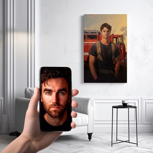 Personalized Firefighter Portrait, Fireman Portrait From Photo, Face ...