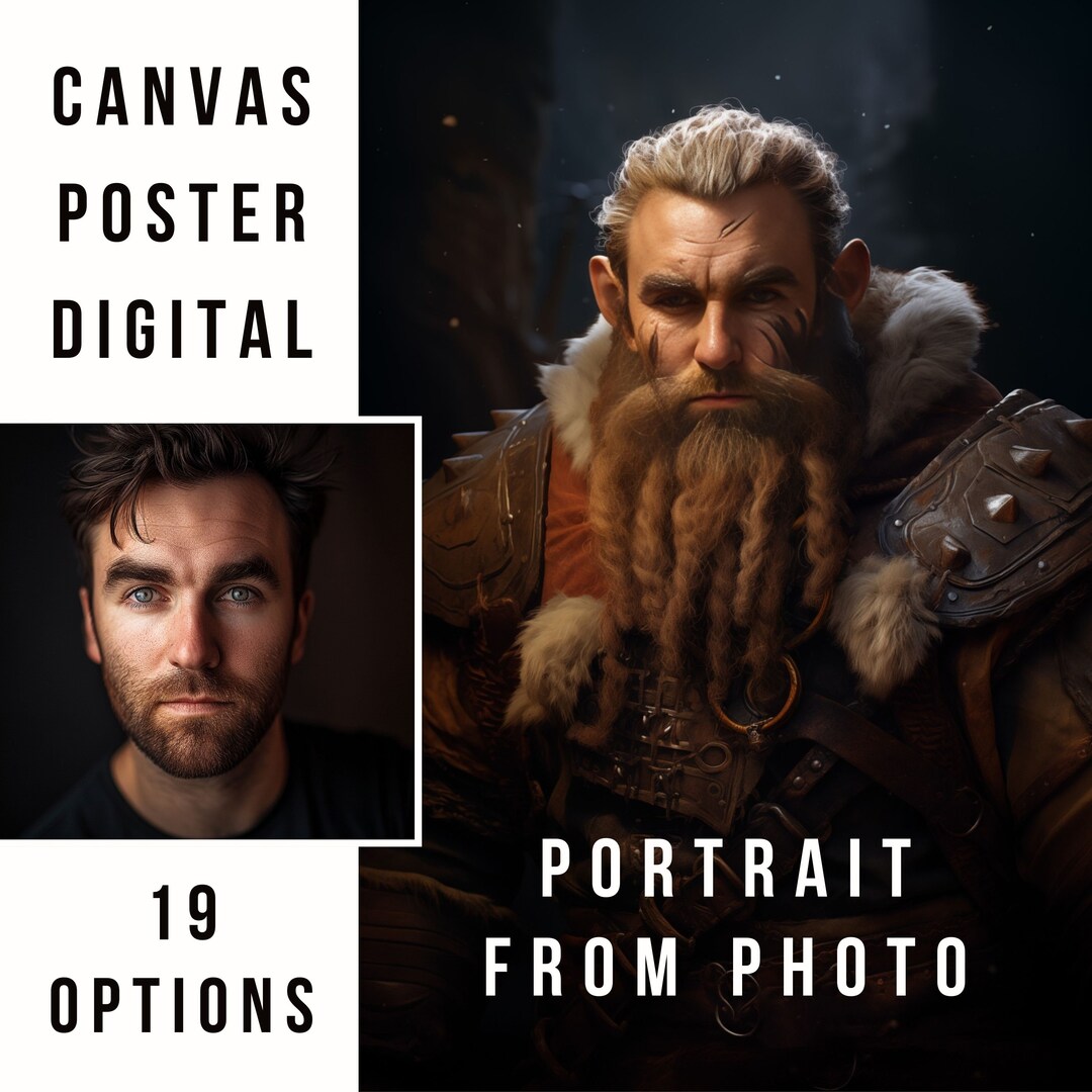 Fantasy Dwarf Portrait From Photo, Personalized Fantasy Portrait, Face ...