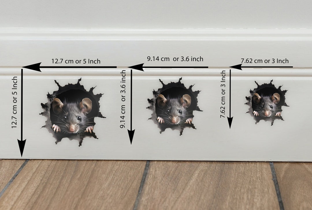 Black Cute Mouse Hole Sticker, Wall Decal, Skirting Board Sticker ...