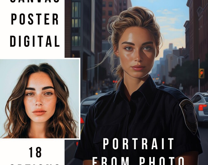 Personalized Policewoman Portrait, Face Swap, Portraits From Photo ...