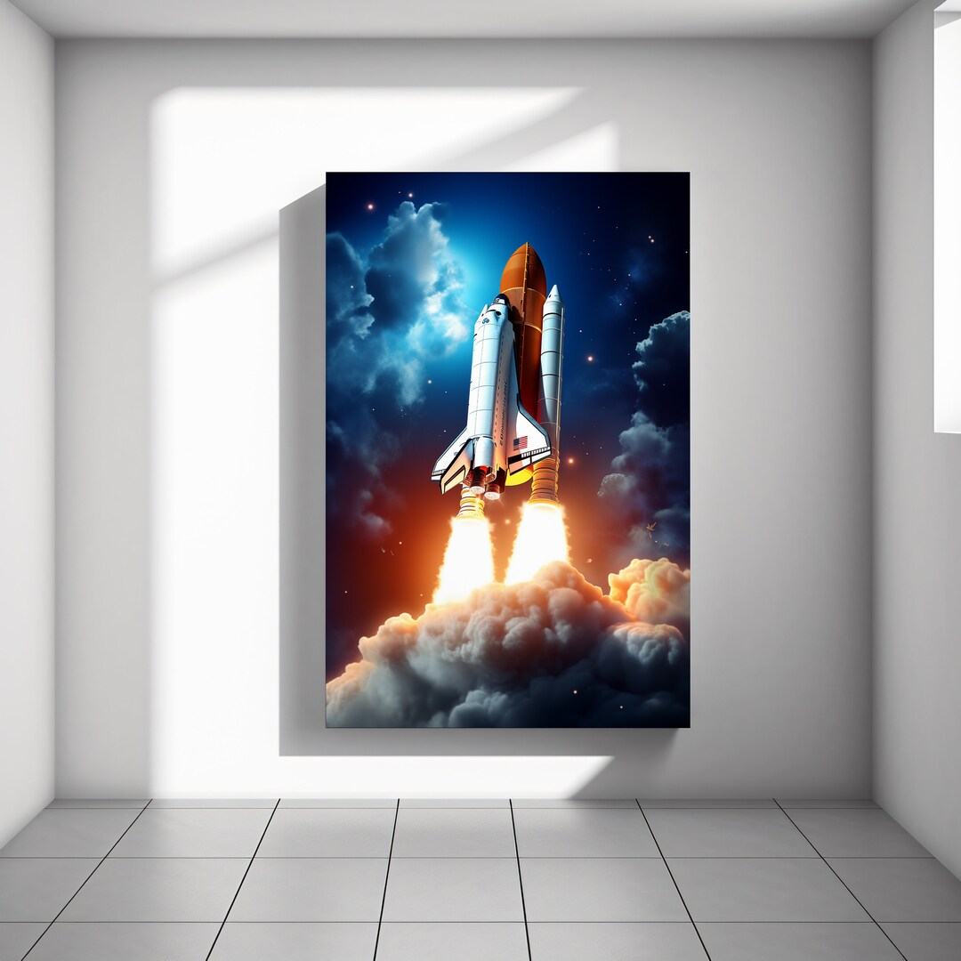 Space Shuttle Canvas Print, Nursery Space, Large Wall Art, Space Prints ...