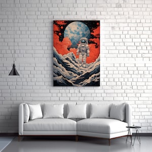 Astronaut Ukiyo-e Style, Japanese Art, Huge Canvas Home Decor ...