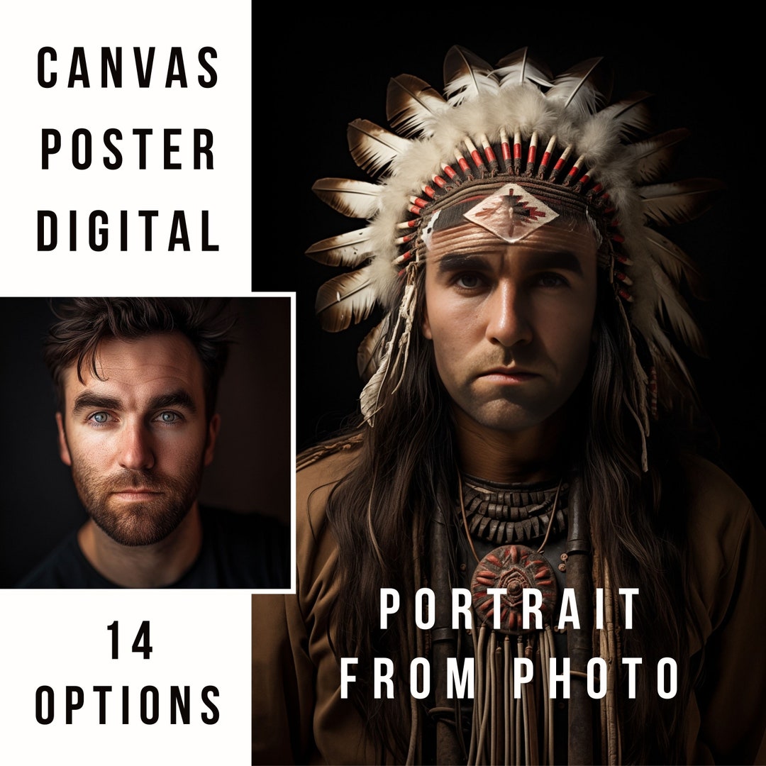 Custom Native American Portrait From Photo, Personalized Native ...