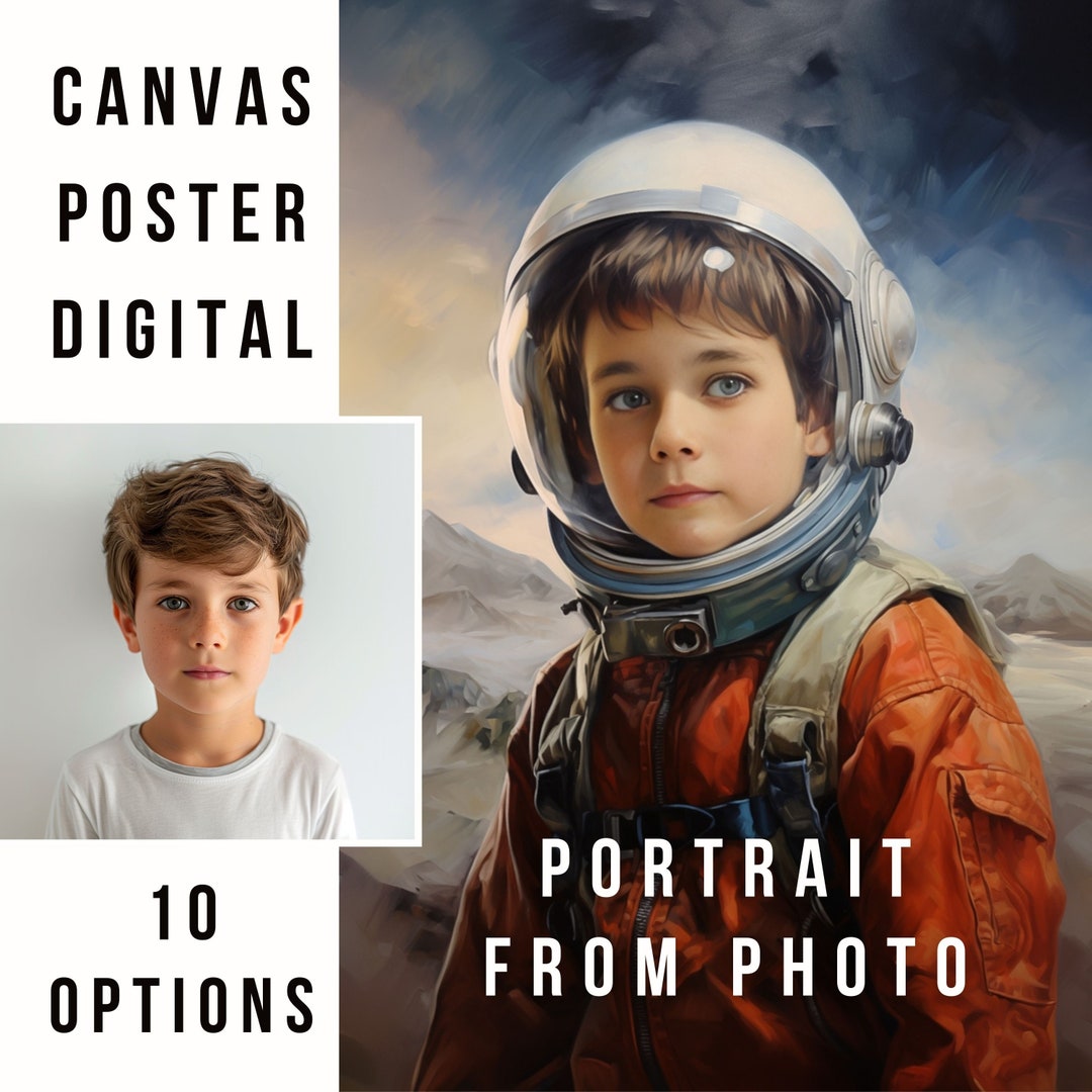 Custom Astronaut Portrait, Spacesuit Portrait From Photo, Kids Portrait ...
