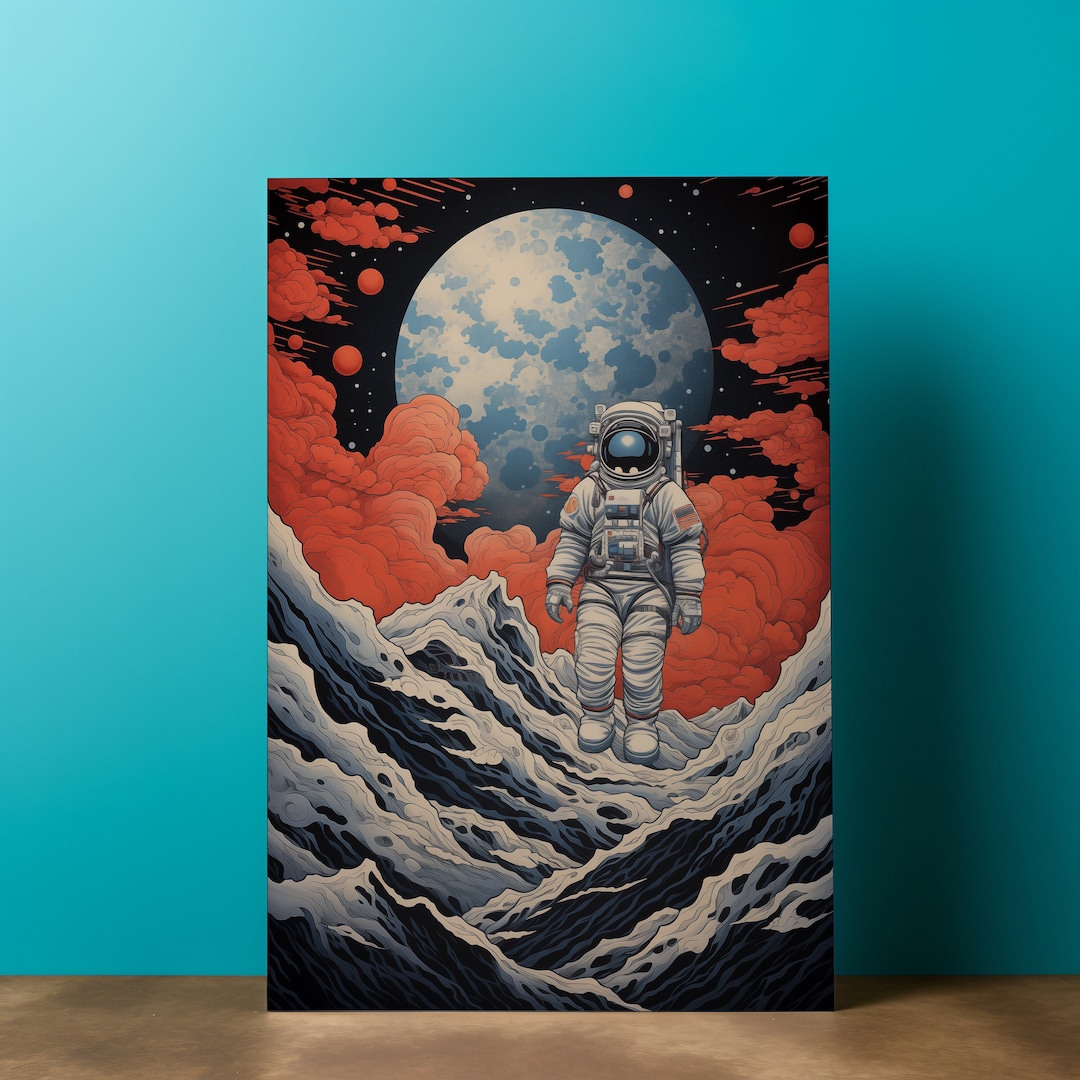 Astronaut Ukiyo-e Style, Japanese Art, Huge Canvas Home Decor ...