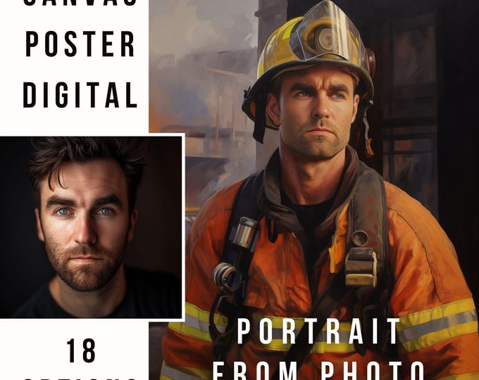 Custom Firefighter Portrait, Face Swap, Portraits From Photo, Fireman ...