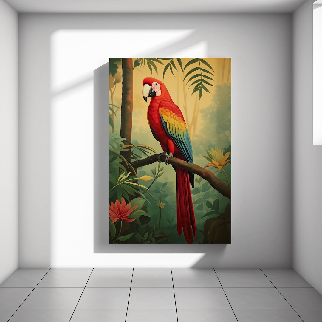 Parrot Henri Rousseau Style, Parrot Wall Art, Rousseau Canvas, Rousseau ...