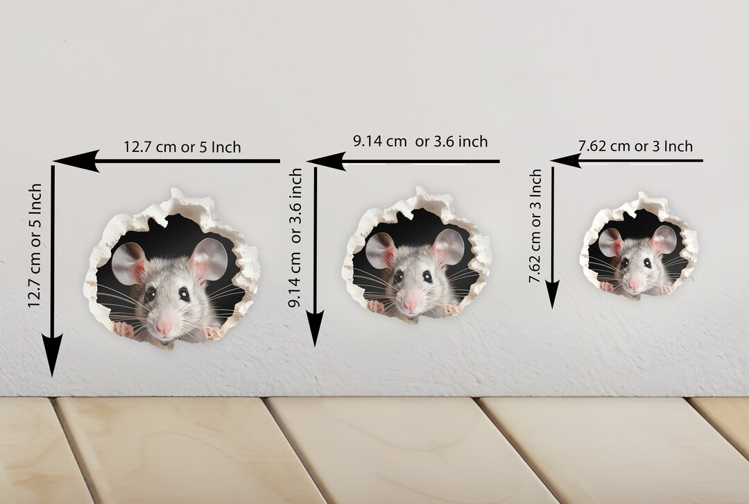 White Mouse Hole Sticker, 3D Wall Decal, Skirting Board Sticker ...