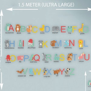 Alphabet Animals Wall Stickers Educational Easy Phonics Learning Peel ...