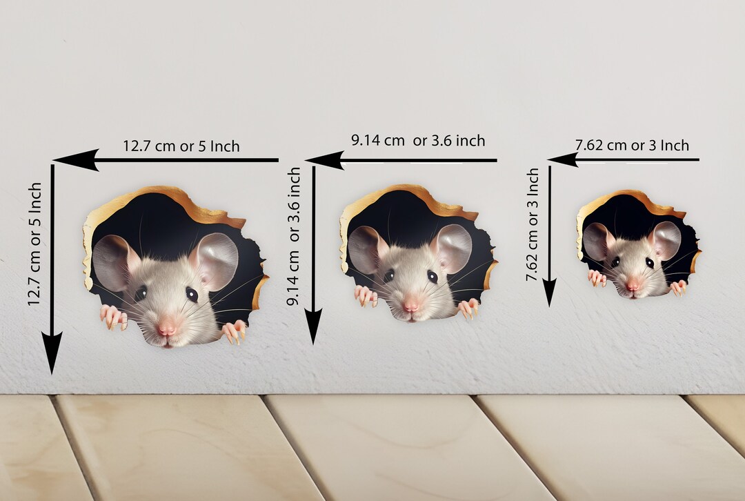 Mouse Hole Sticker, 3D Wall Decal, Skirting Board Sticker, Realistic ...