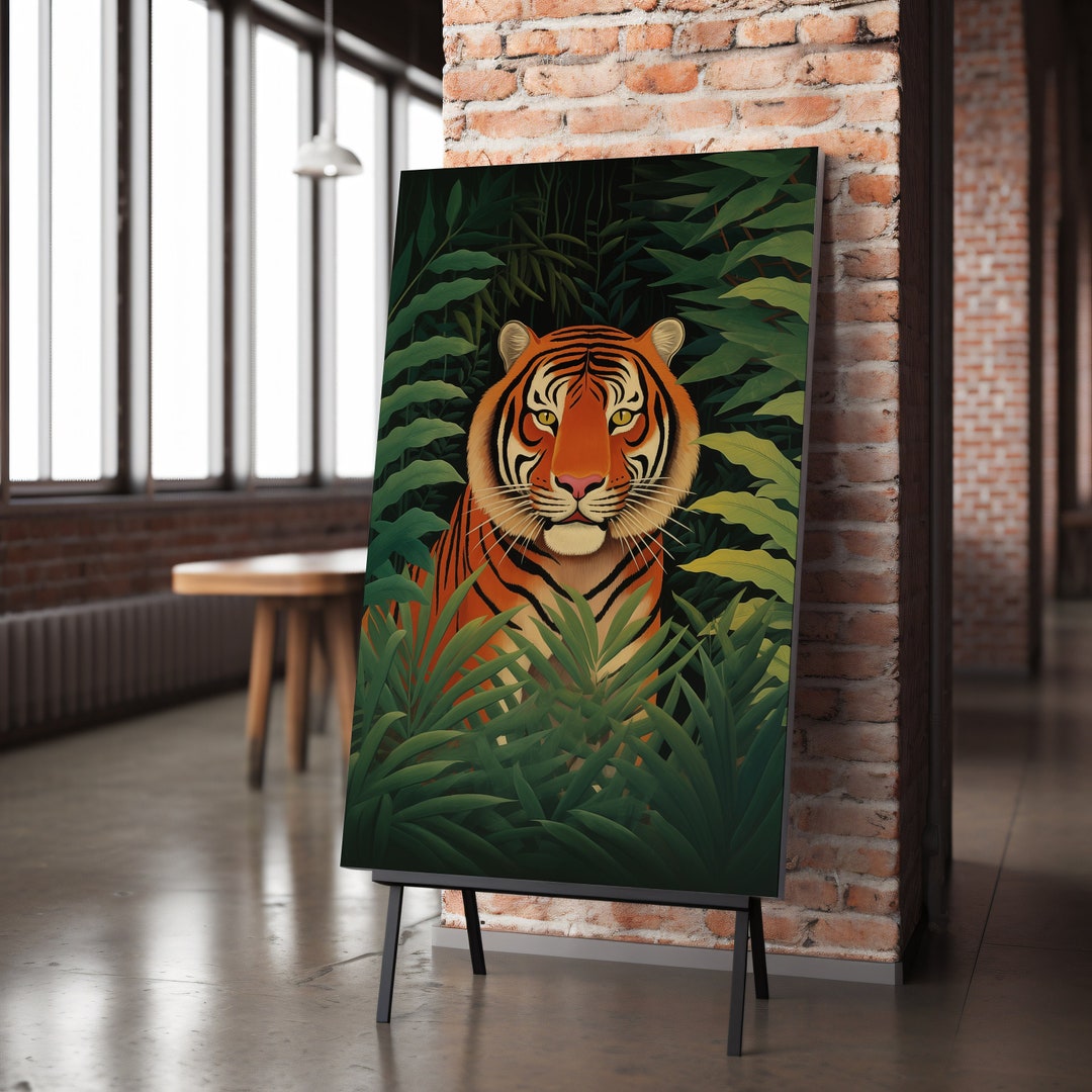 Tiger Henri Rousseau Style, Animal Wall Art, Tiger Canvas Print ...