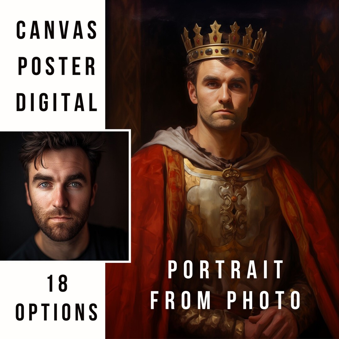 Personalized King Portrait From Photo, Fantasy King Portrait, Face Swap ...